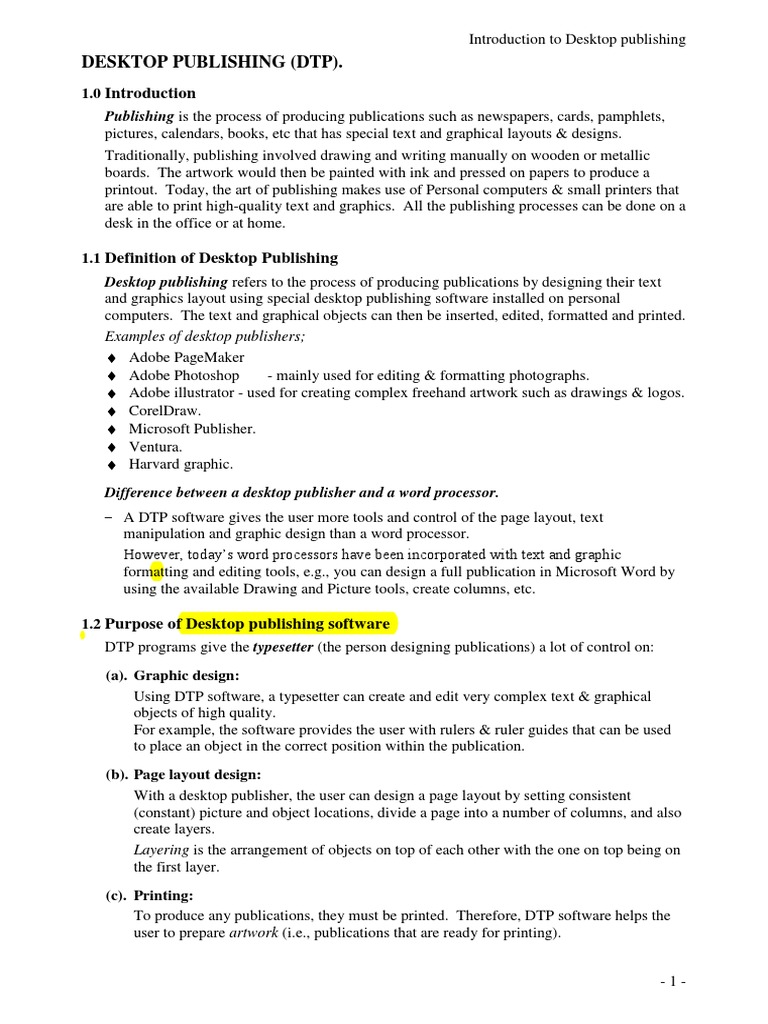 Introduction To DTP | PDF | Page Layout | Graphic Design