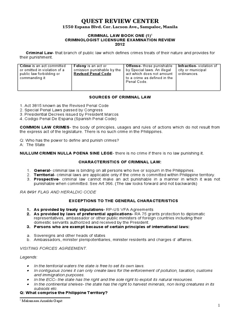 (CLJ 1) Criminal Law Book 1 | PDF | Insanity Defense | Crime & Violence