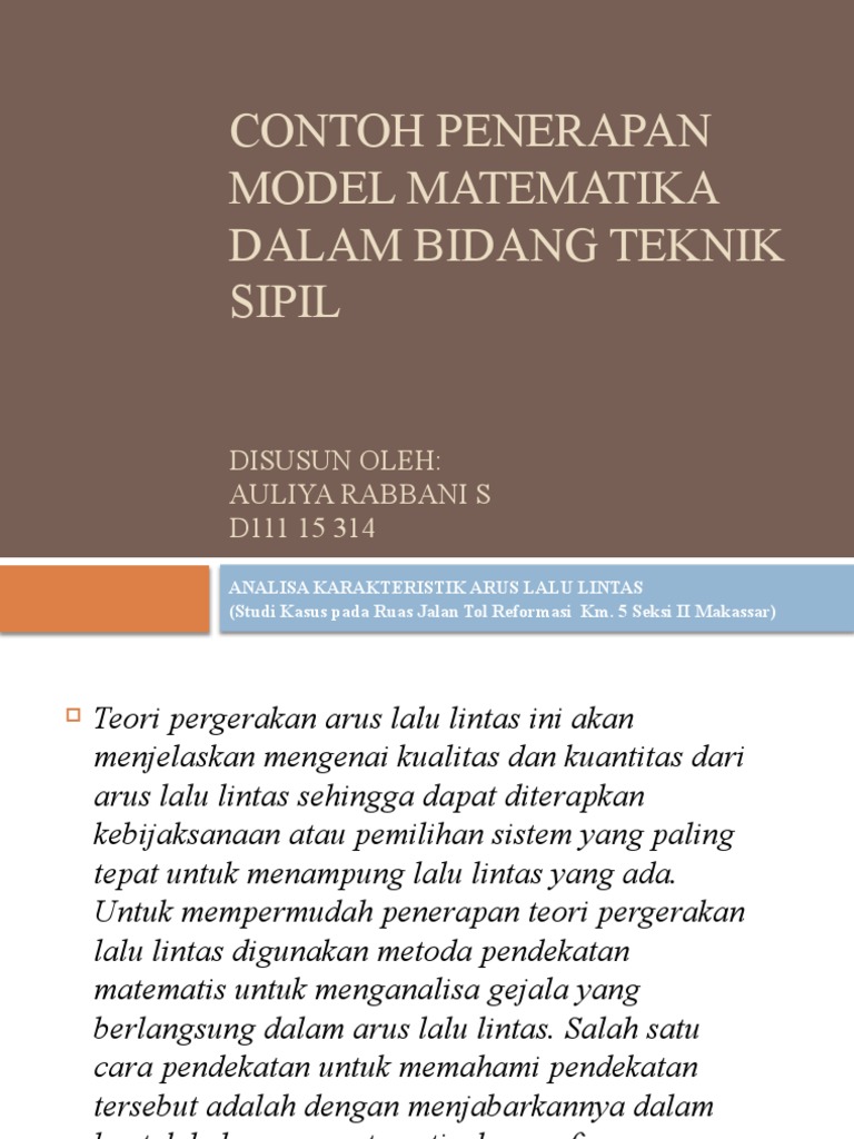 Contoh Penerapan Model Matematika Dalam Bidang Teknik Sipil | PDF