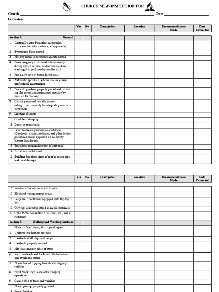Church Building Maintenance Checklist | PDF | Vehicles | Truck