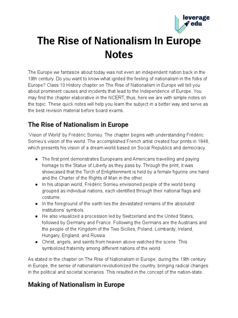 The Rise of Nationalism in Europe Notes PDF | PDF | Nationalism | Italy