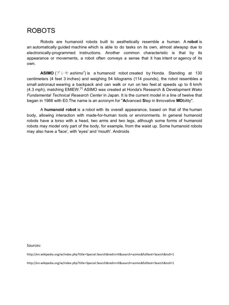 Robots | PDF | Technology & Engineering