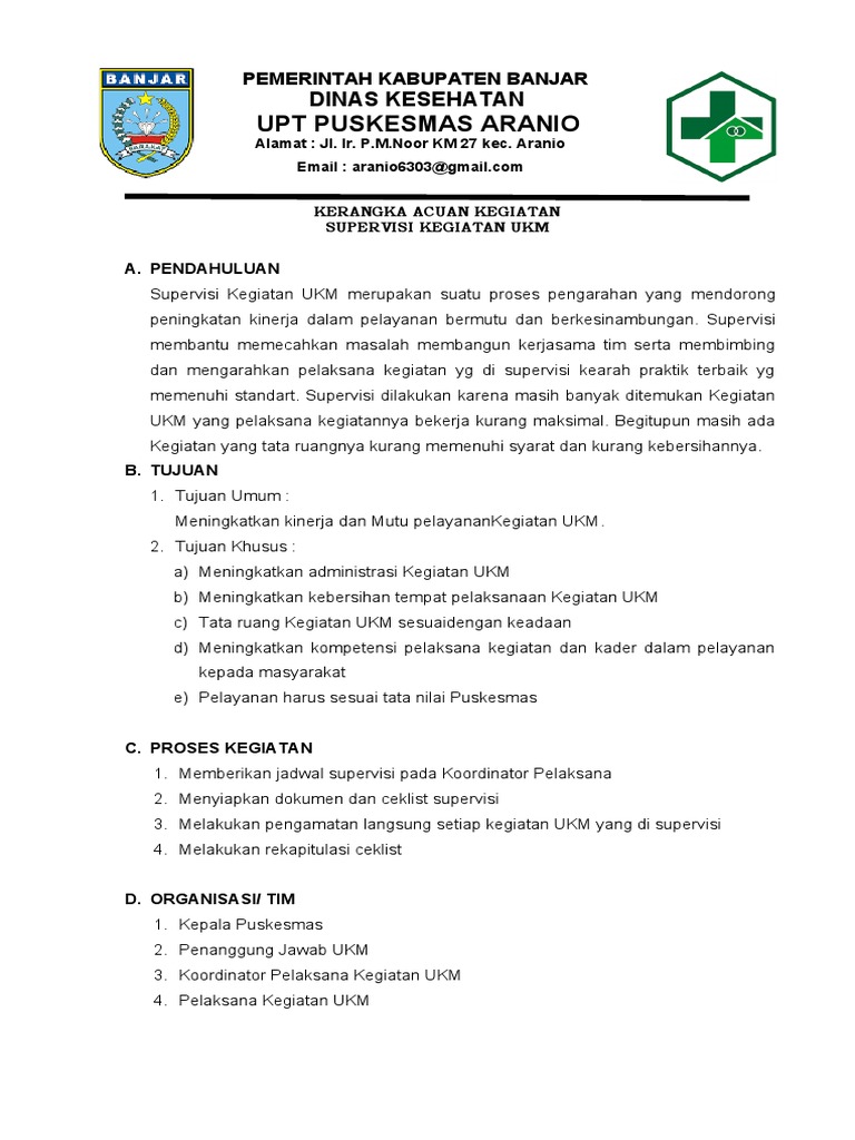 KAK Supervisi UKM | PDF