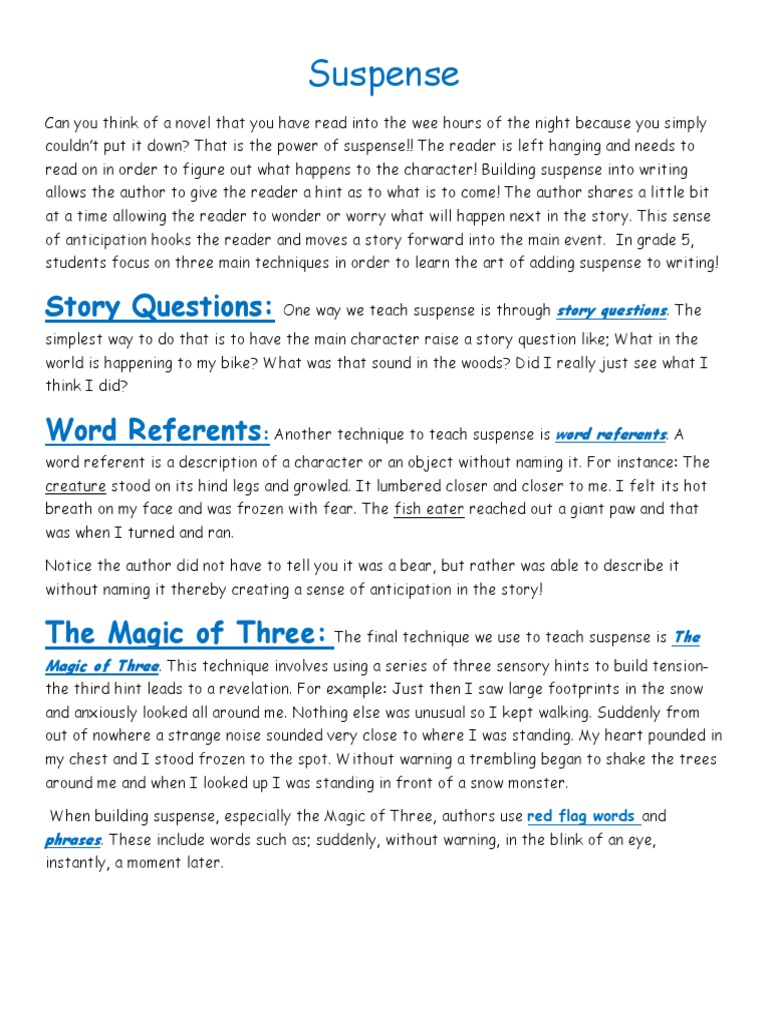 Suspense: Story Questions | PDF