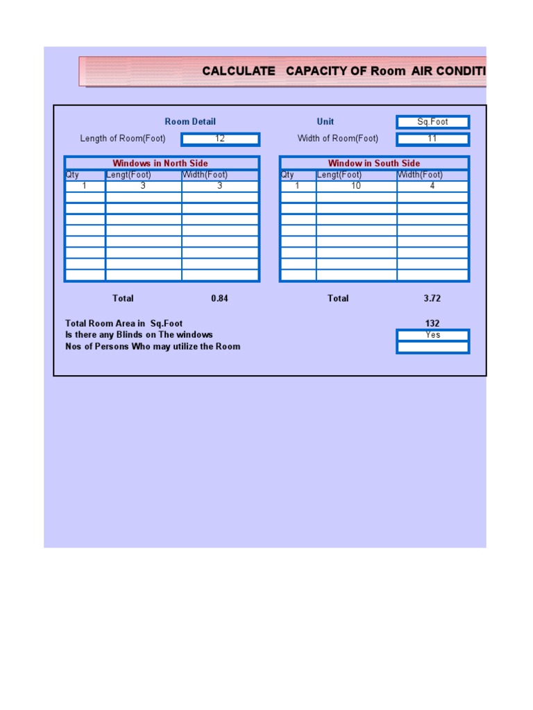 AC Capacity Calculation for Room Size | PDF | Air Conditioning ...