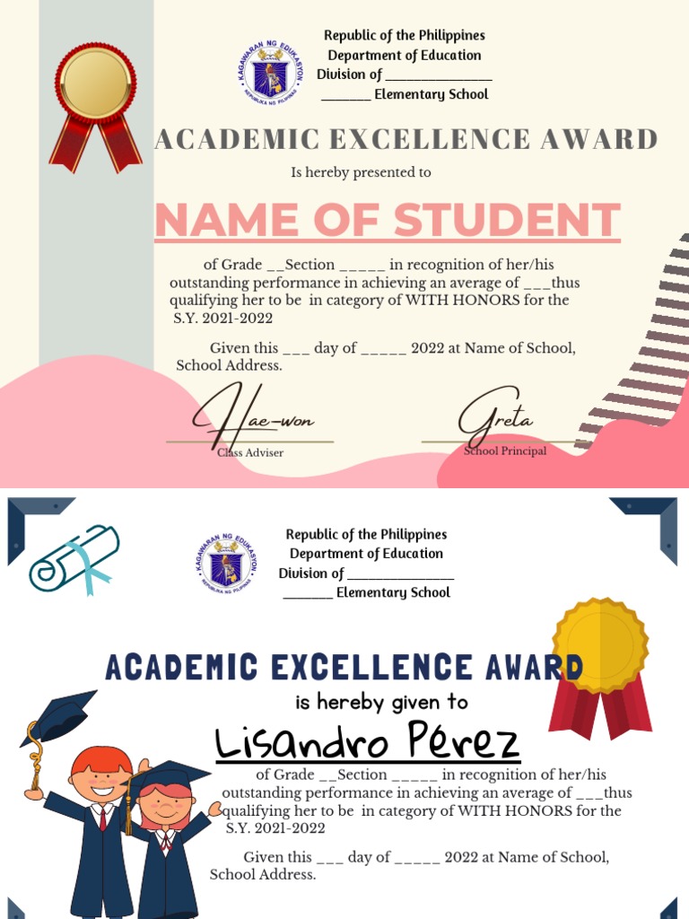 Academic Excellence Award Certificate | PDF