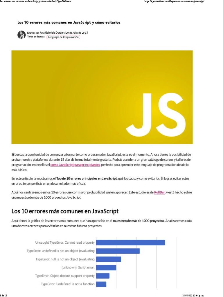 Los Errores Más Comunes en JavaScript y Cómo Evitarlos OpenWebinars ...