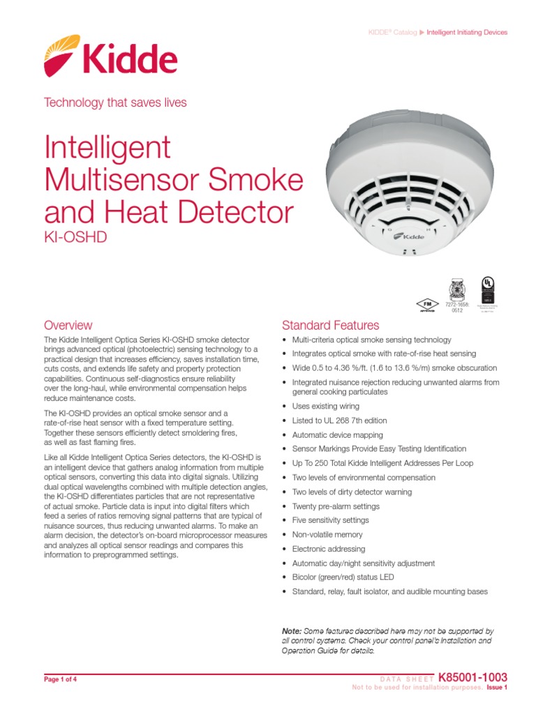 KI - OSHD - Kidde Intelligent Optica Smoke and Heat Detector | PDF ...