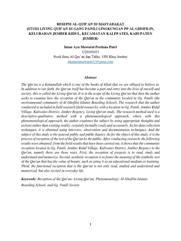 Iat L - Uas Living Quran - Intan Ayu MPP (U20191013) | PDF | Abrahamic Religions