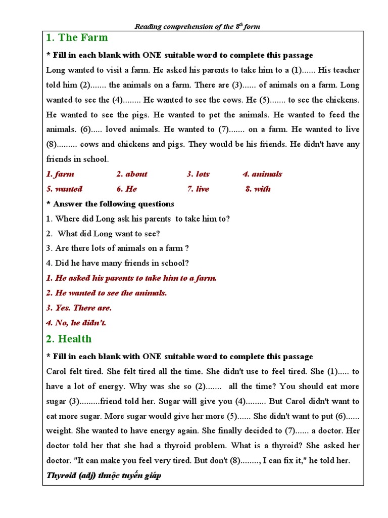 Reading Comprehension E8 01 | PDF | Paper