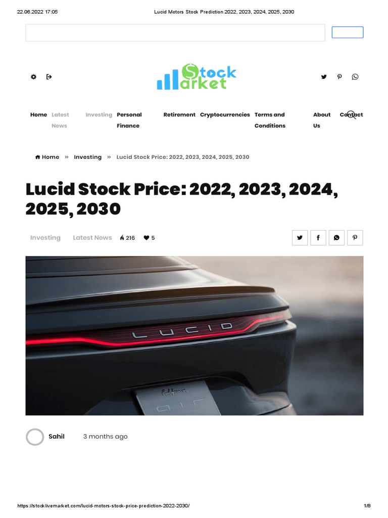 Lucid Motors Stock Prediction 2022, 2023, 2024, 2025, 2030 | PDF | Stocks | Prediction