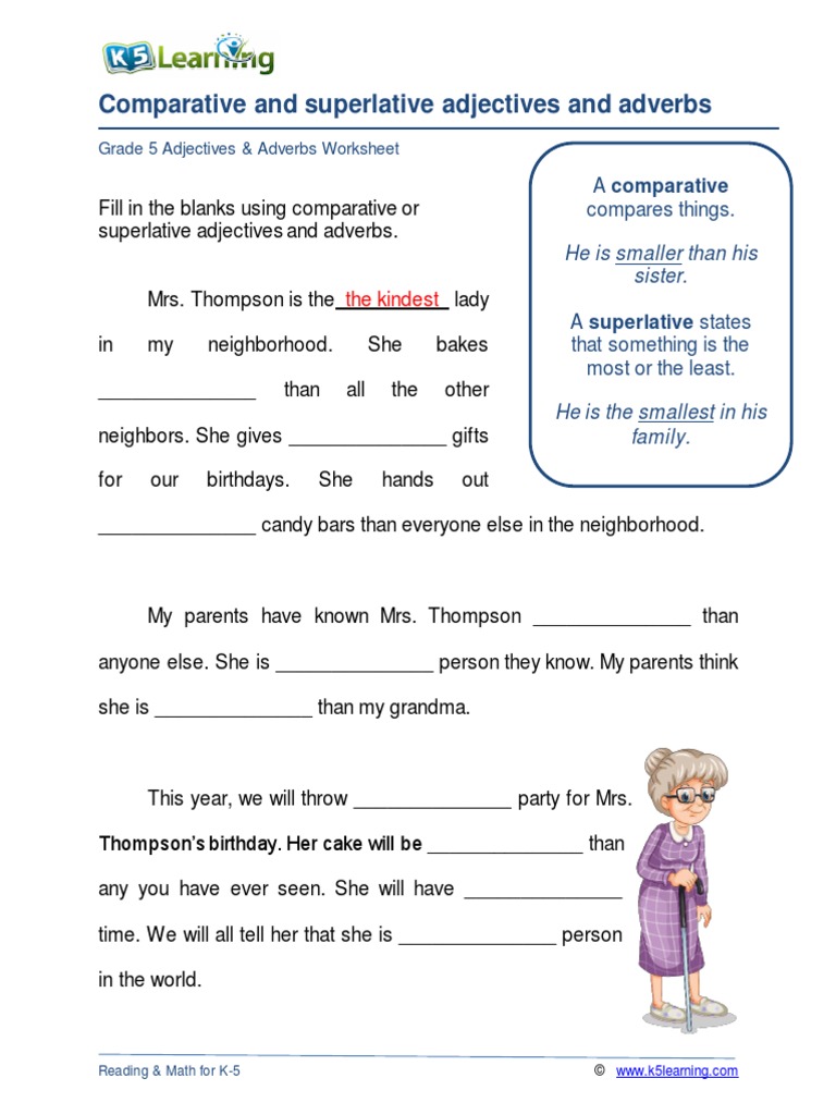 Grade 5 Comparative & Superlative Worksheet | PDF | Adverb | Grammar