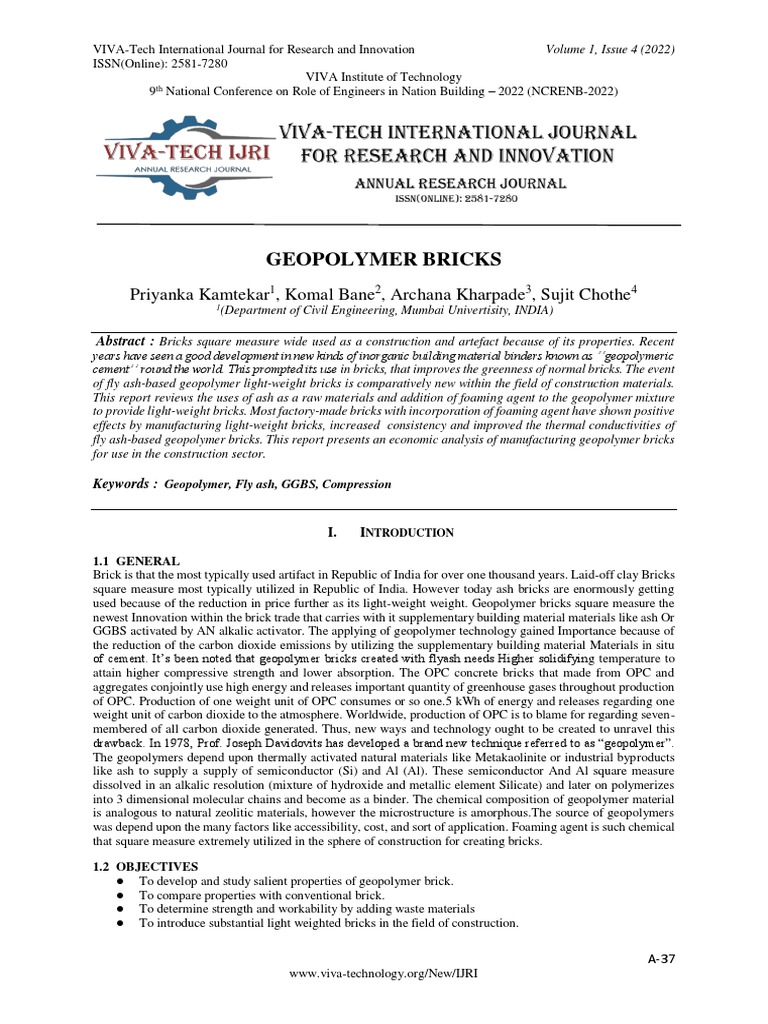 Geopolymer Bricks | PDF | Sodium Hydroxide | Fly Ash