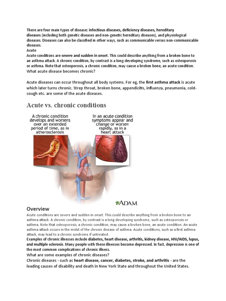 Four Main Types of Disease and How Acute Conditions Can Become Chronic ...