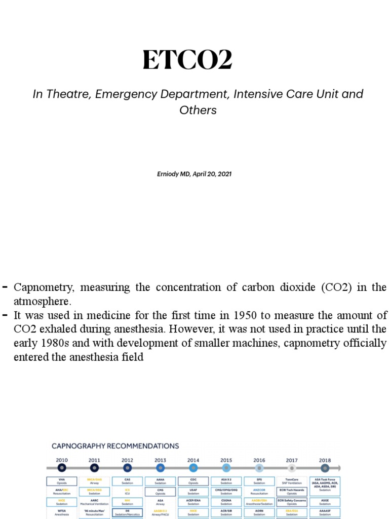 Etco2: in Theatre, Emergency Department, Intensive Care Unit and Others ...