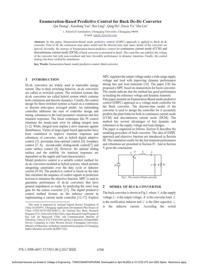 Enumeration-Based Predictive Control For Buck DC-DC Converter | PDF | Mathematical Optimization ...