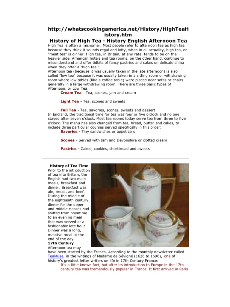 History of High Tea | PDF | Beverages | Foods