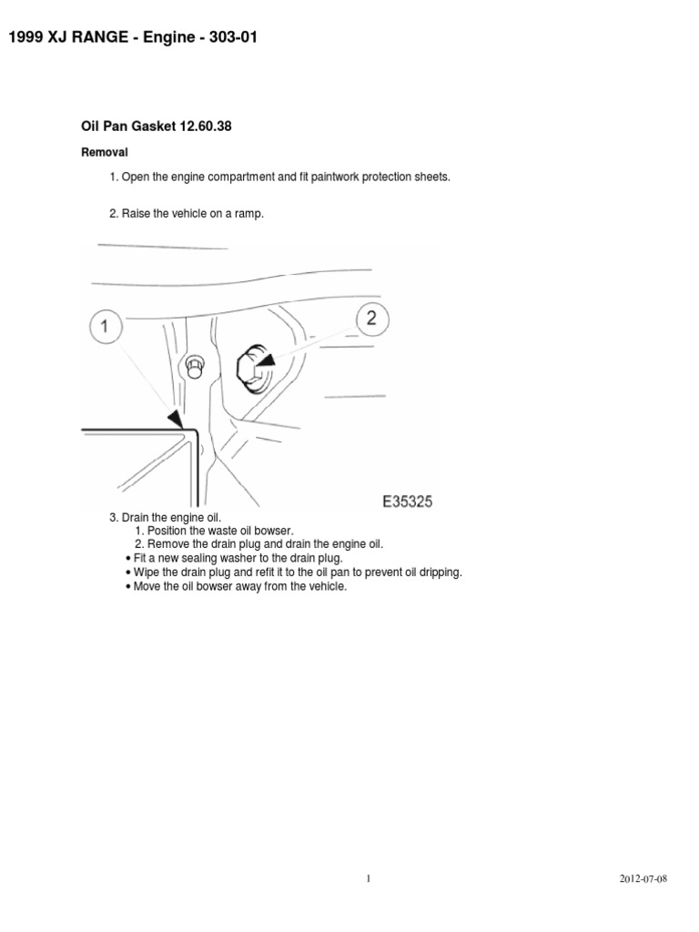 1999 XJ (X308) Engine Oil Pan R&I | PDF | Motor Oil | Engines