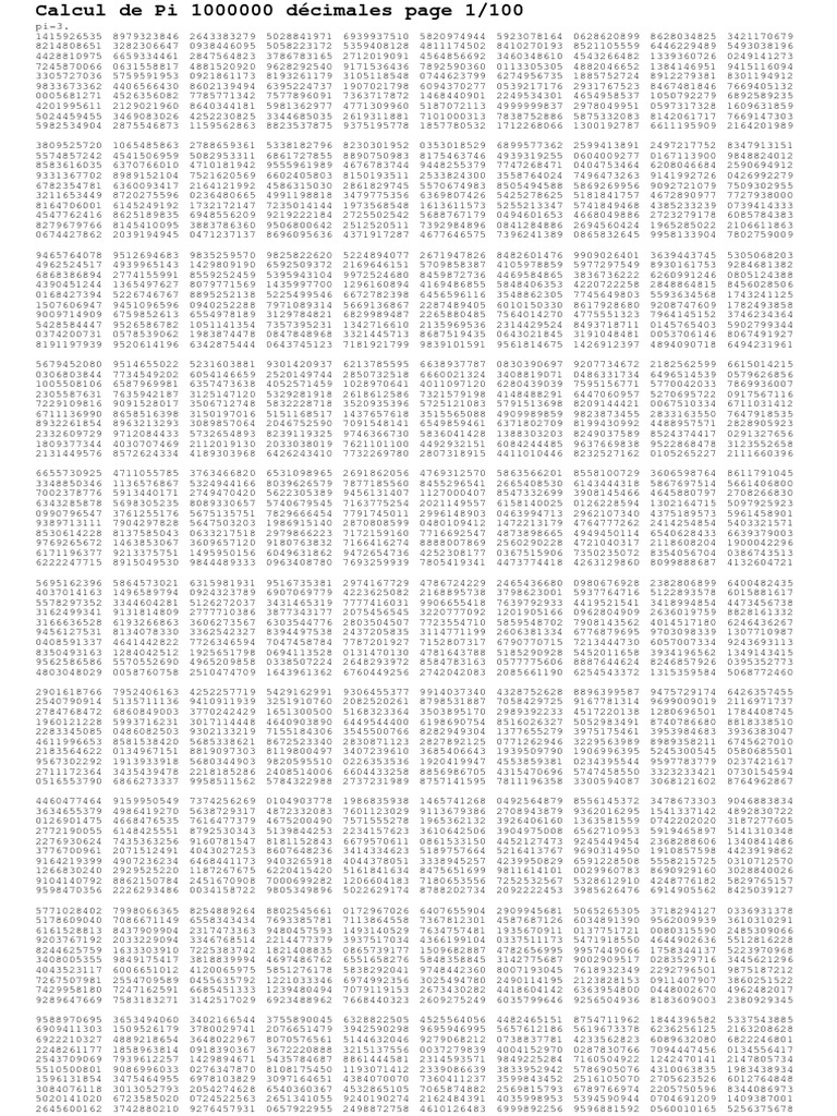 Decimales de Pi | PDF
