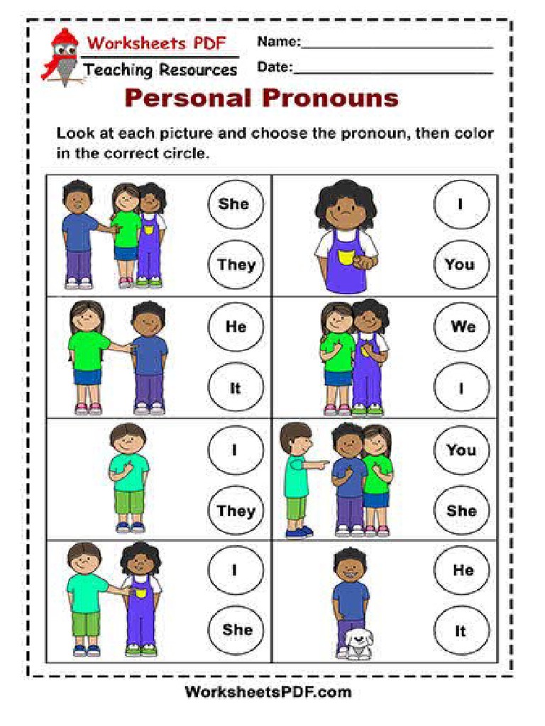 Personal Pronouns Circle | PDF