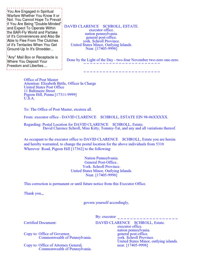 Executor Letter for Schroll Estate | PDF