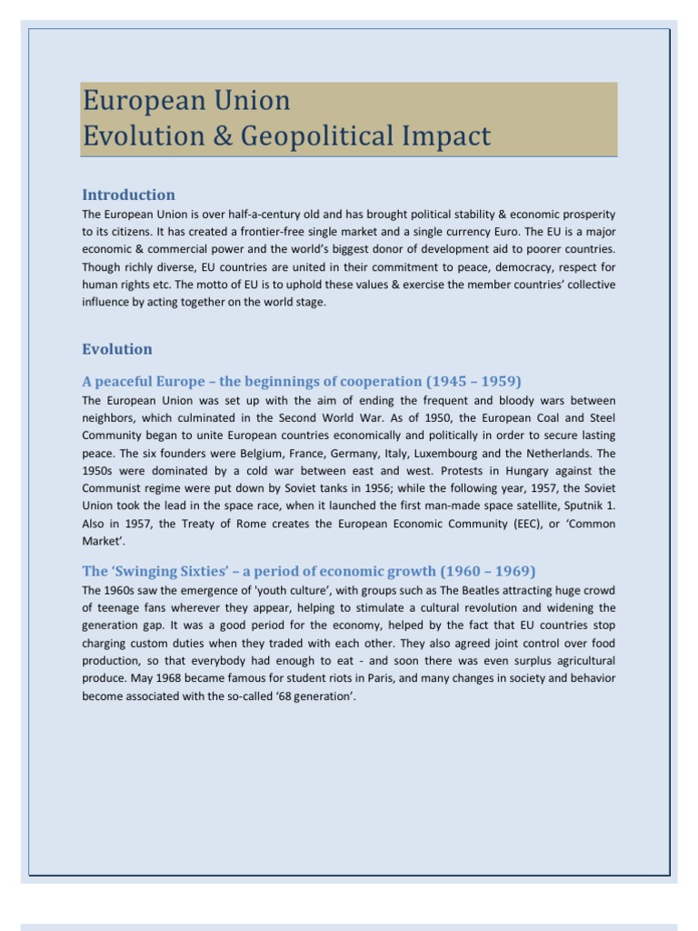 European Union - Evolution & Geopolitical Impact - Project Report | PDF ...