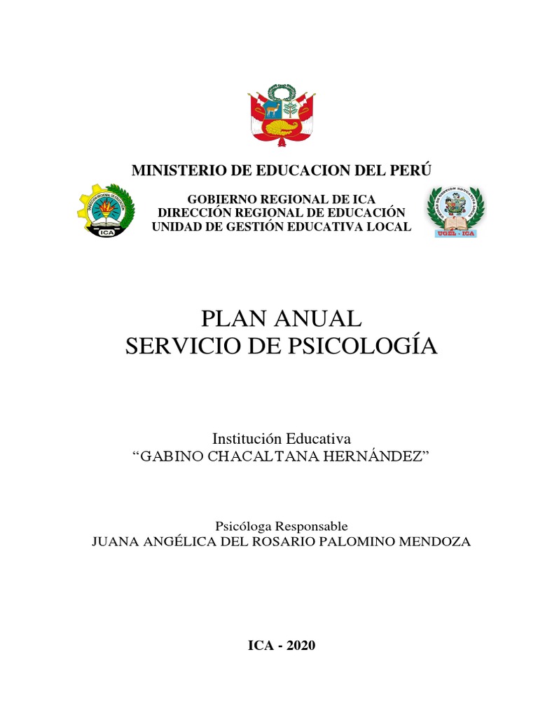 Plan Anual de Psicología - IE GCH | PDF | Sicología | Comportamiento
