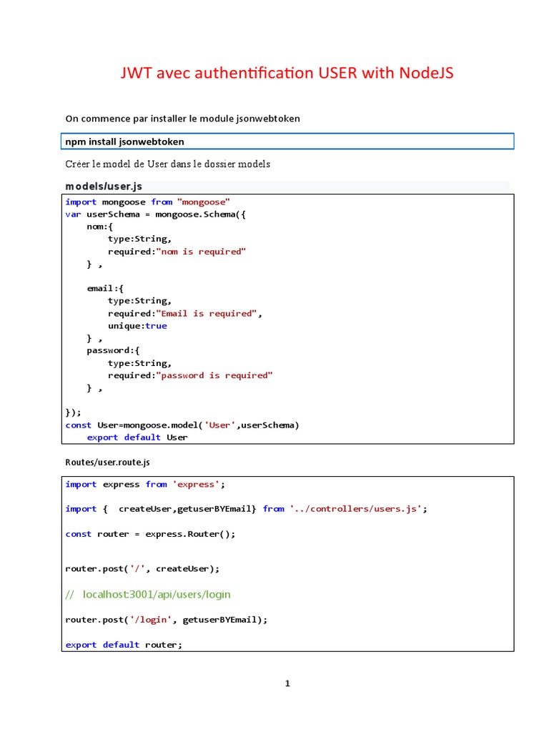 Jwt Avec Authentification User With Nodejs On Commence Par Installer Le Module Jsonwebtoken 