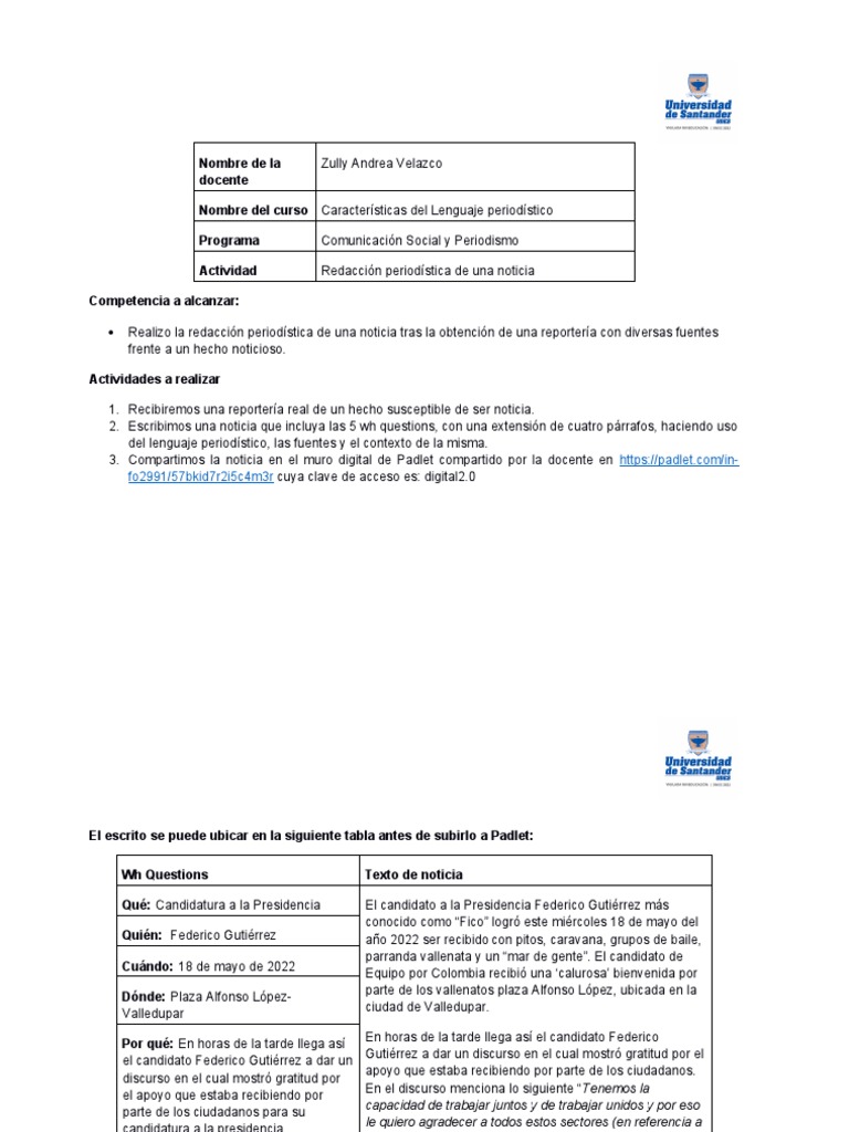 Ficha de Noticia Kenia Alonso - Zully | PDF