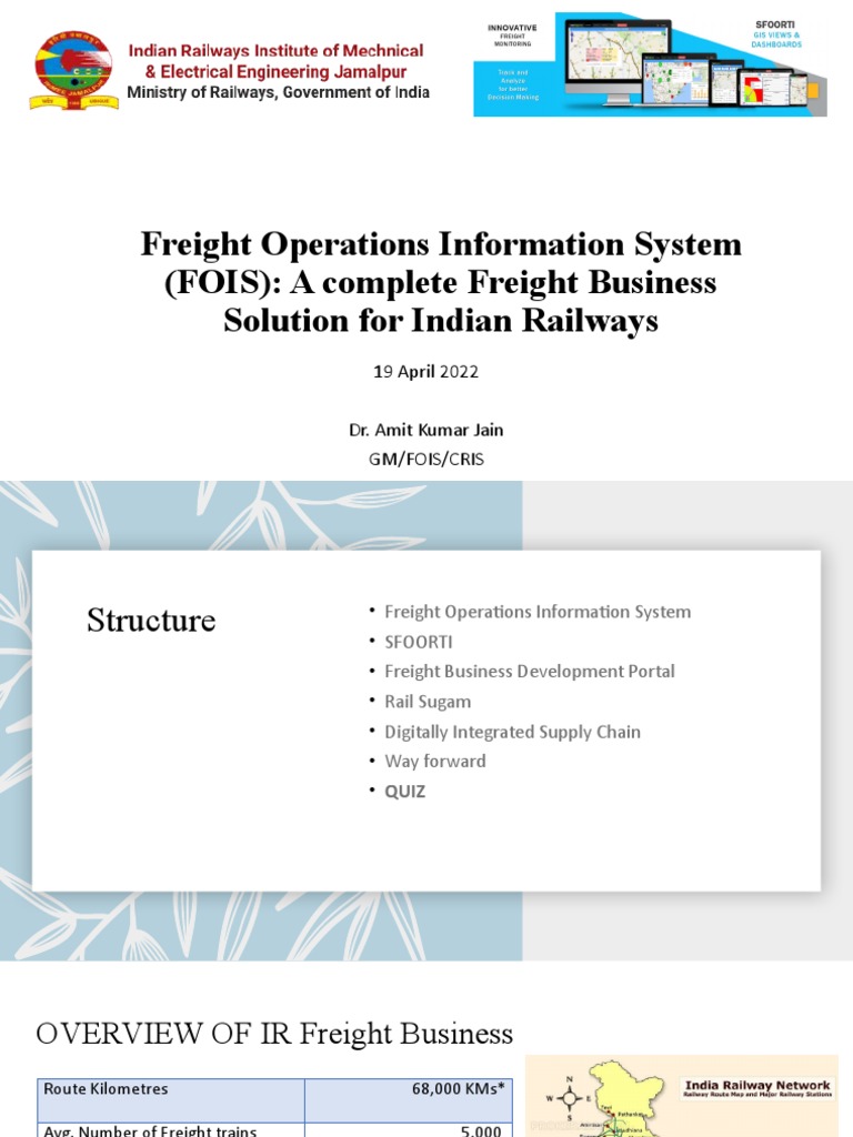 Freight Operations Information System (FOIS) : A Complete Freight ...