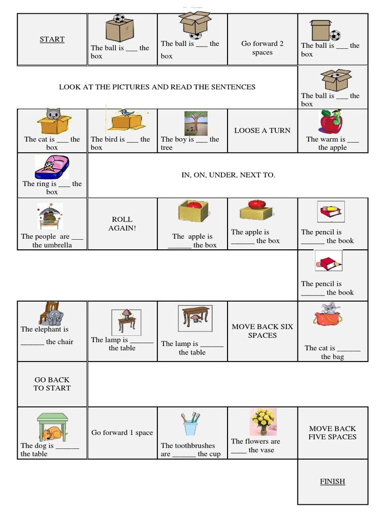Preposition of Place Board Game Boardgames - 107540 | PDF