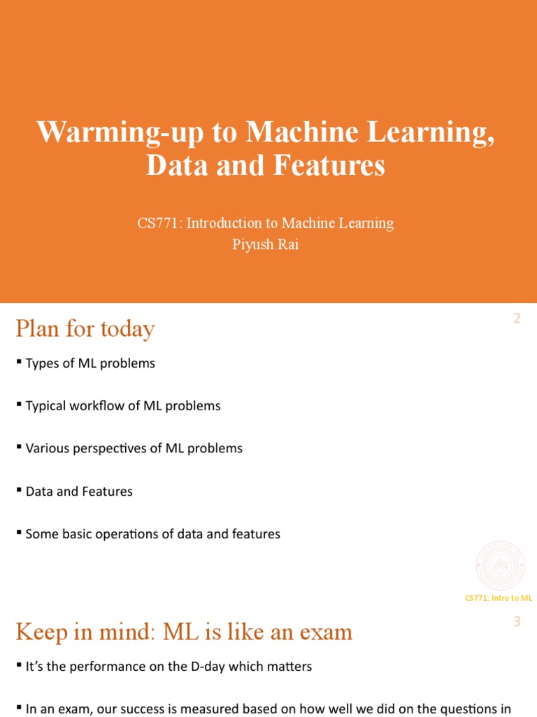 Lecture 02 - Warming-Up and Data and Features - Plain | PDF | Machine Learning | Statistical ...