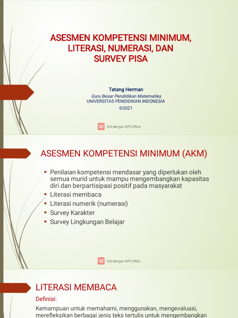 Akm Literasi Numerasi - PPT | PDF