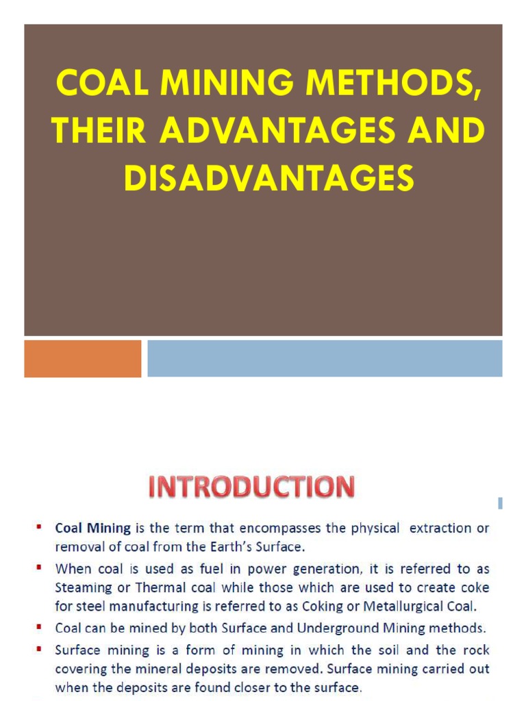 Coal Mining Methods, Their Advantages and Disadvantages | PDF | Coal ...