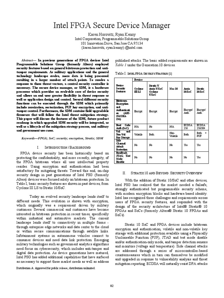 Intel FPGA Secure Device Manager: Karen Horovitz, Ryan Kenny | PDF | Field Programmable Gate ...