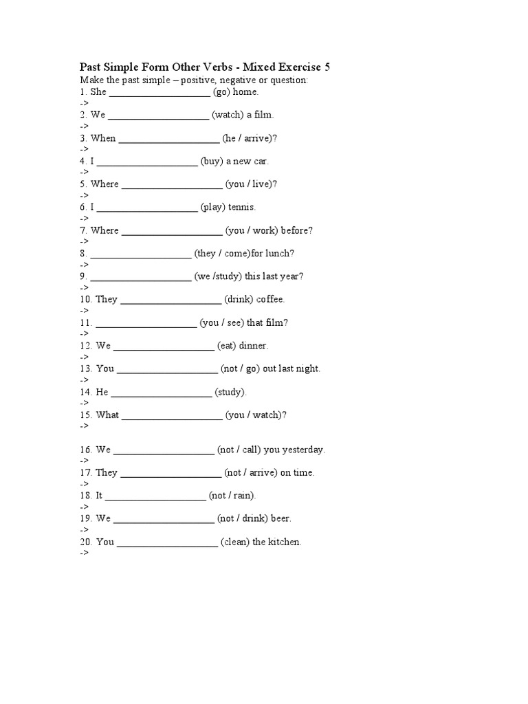 Mixed Past Simple Exercises | PDF