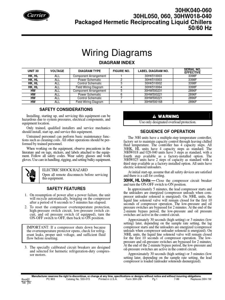 AC001 Carrier 30HWC035 Chiller Wiring-30HWA | PDF | Switch | Valve