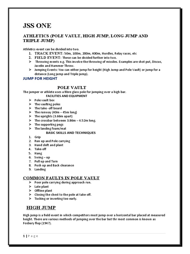 pole vault | PDF | Track And Field | Individual Sports