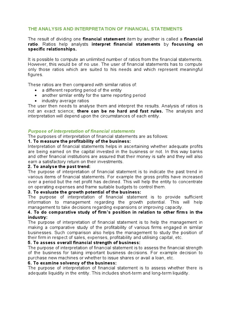 The Analysis and Interpretation of Financial Statements | PDF ...