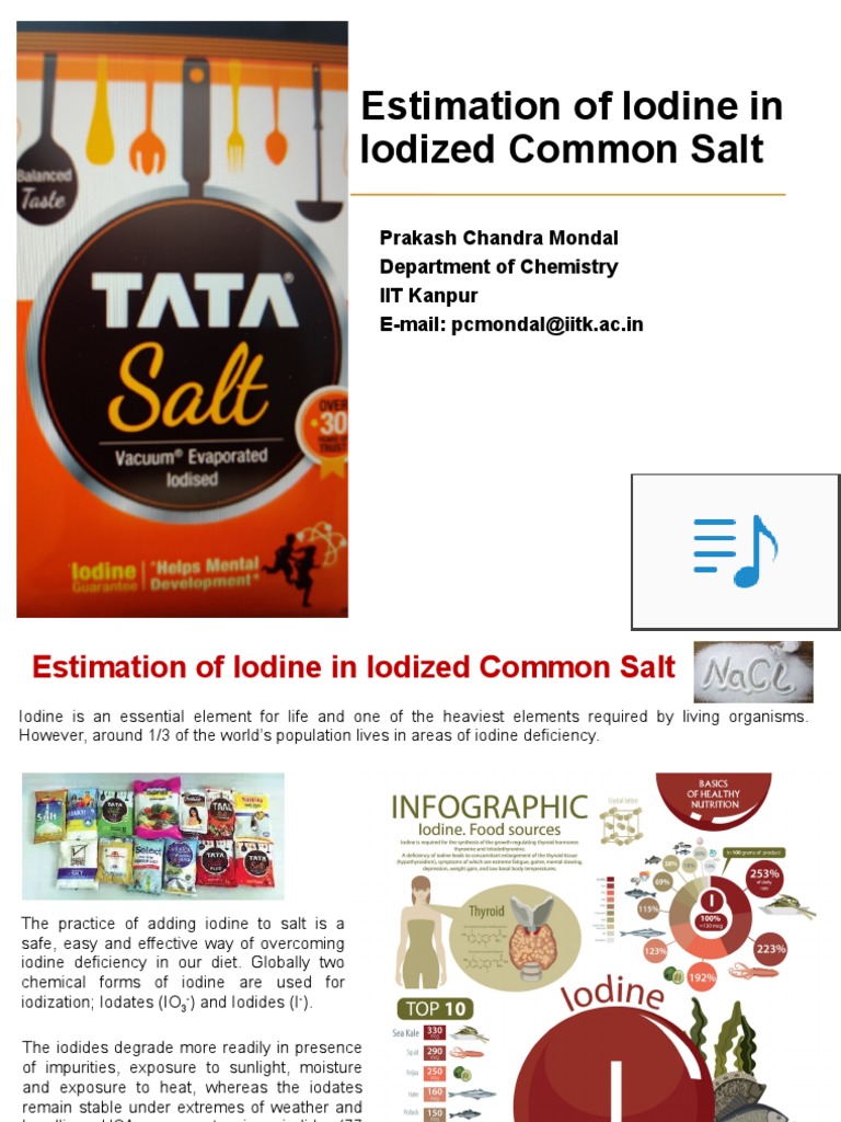 Estimation of Iodine in Iodized Common Salt | PDF | Iodine | Titration