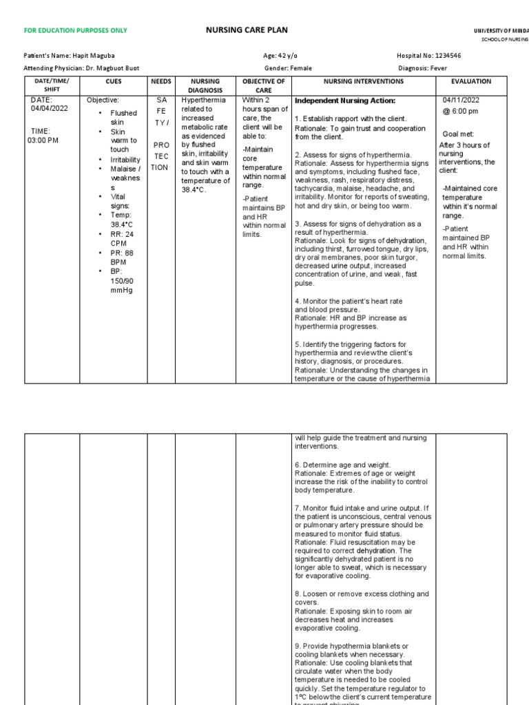 NCP Fever | PDF | Hyperthermia | Dehydration
