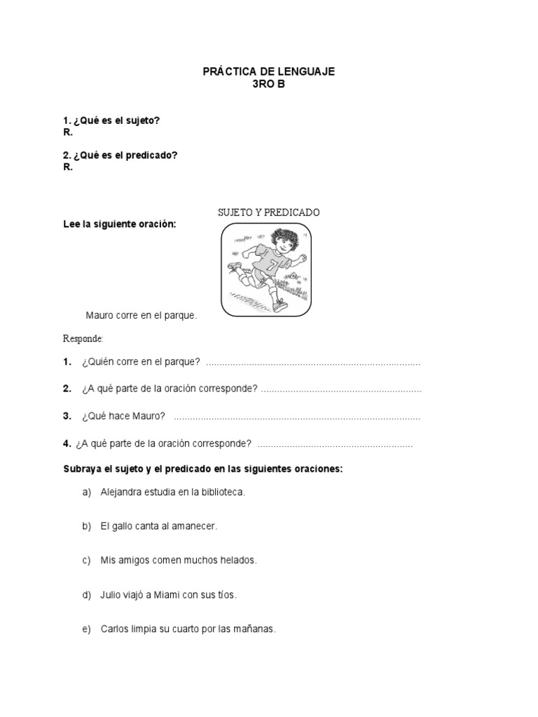 PRÁCTICA DE LENGUAJE 3ro B Primaria | PDF