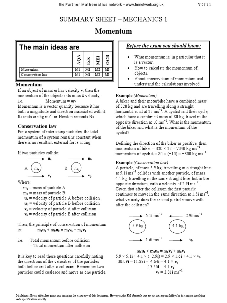 OCR M1 Revision Sheets | Download Free PDF | Force | Acceleration
