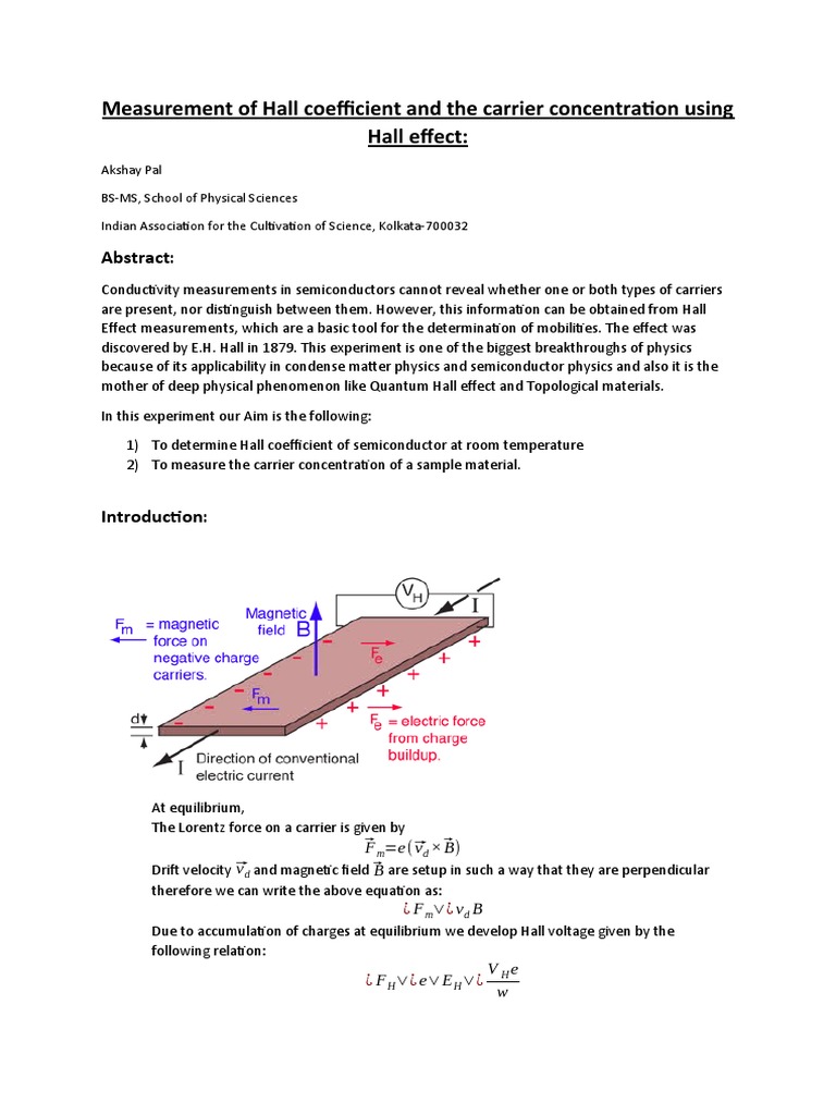 Hall Effect Experiment | PDF | Coefficient Of Determination | Physical ...