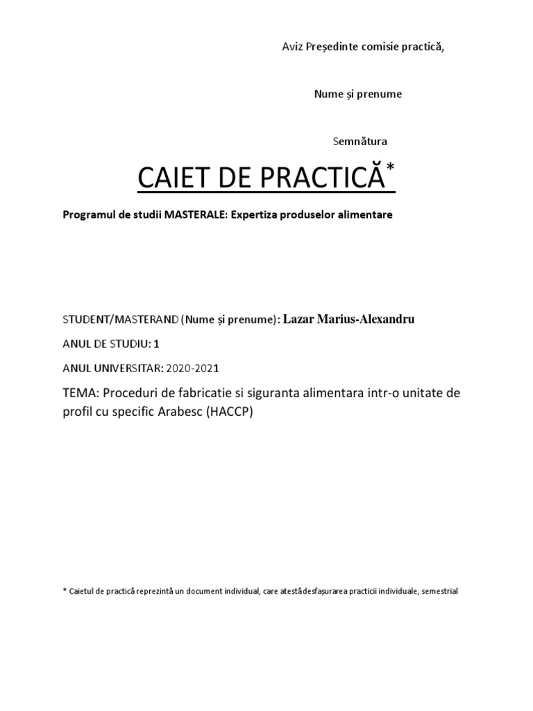 Caiet de Practica Lazar Marius Alexandru | PDF
