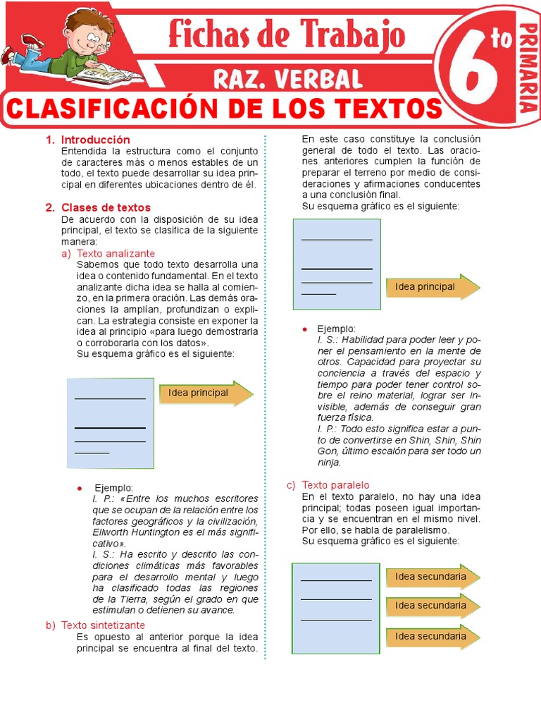 Clasificación de Los Textos para Sexto Grado de Primaria | PDF