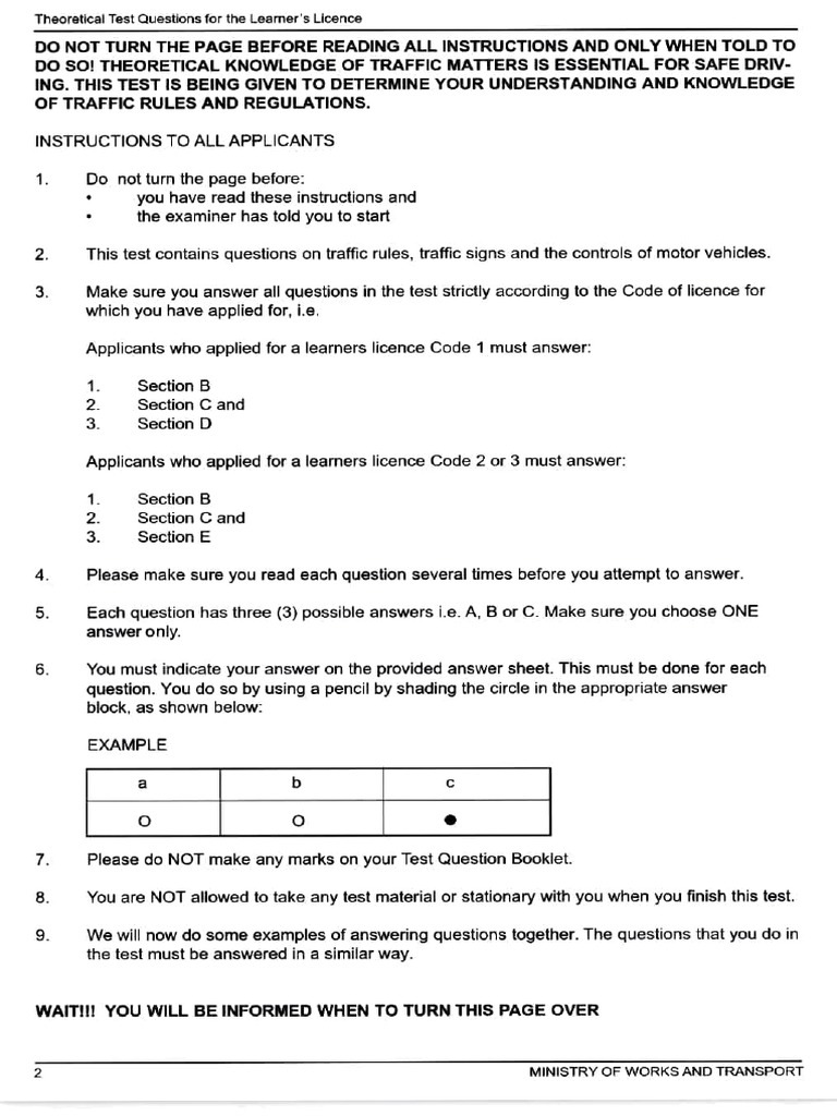 learners licence Test | PDF | Traffic | Transport
