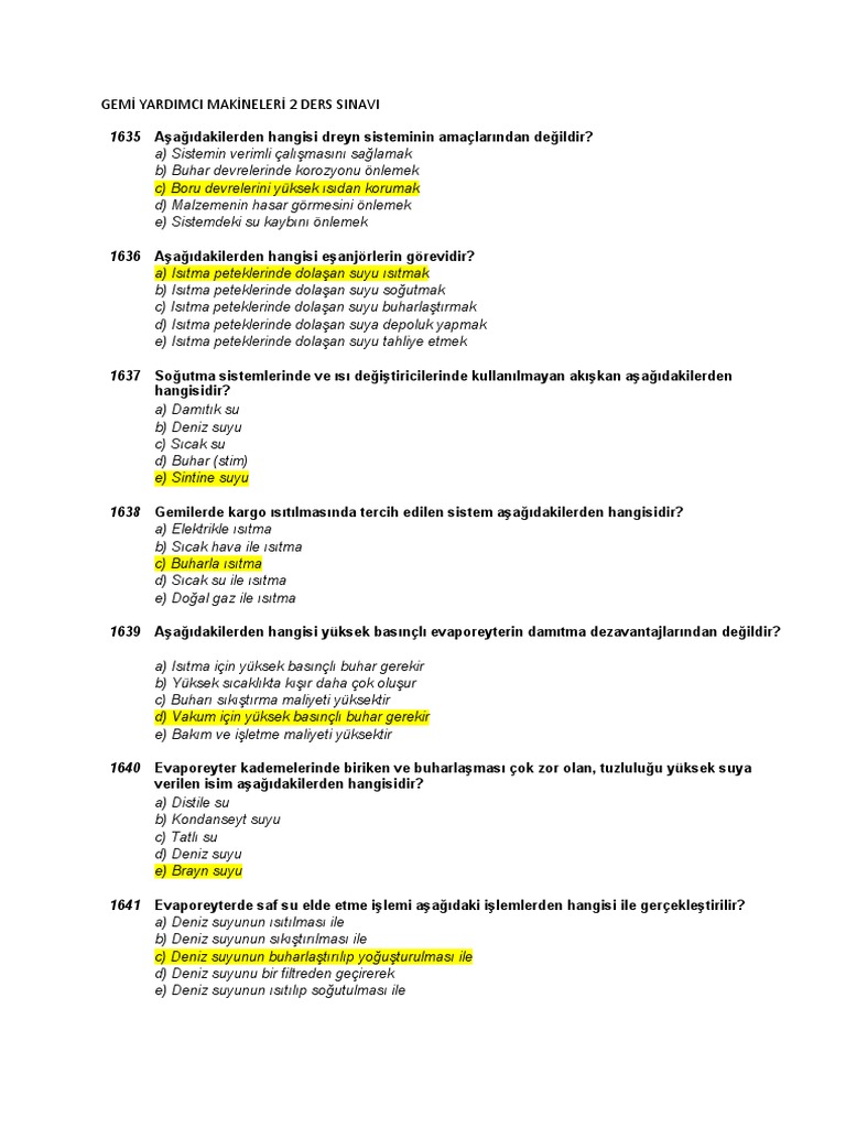 Gemi̇ Yardimci Maki̇neleri̇ 2 Ders Sinavi | PDF Gemi̇ Yardimci Maki̇neleri̇ 2 Ders Sinavi | PDF