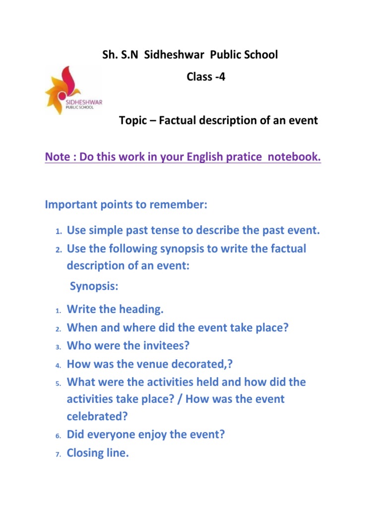 Class-4, Factual Description of An Event | PDF