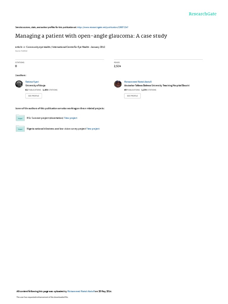 Managing A Patient With Open-Angle Glaucoma: A Case Study | PDF ...